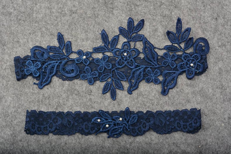 Navy Blue Bridal Garter Wedding Garter Bride Garter Lace - Etsy