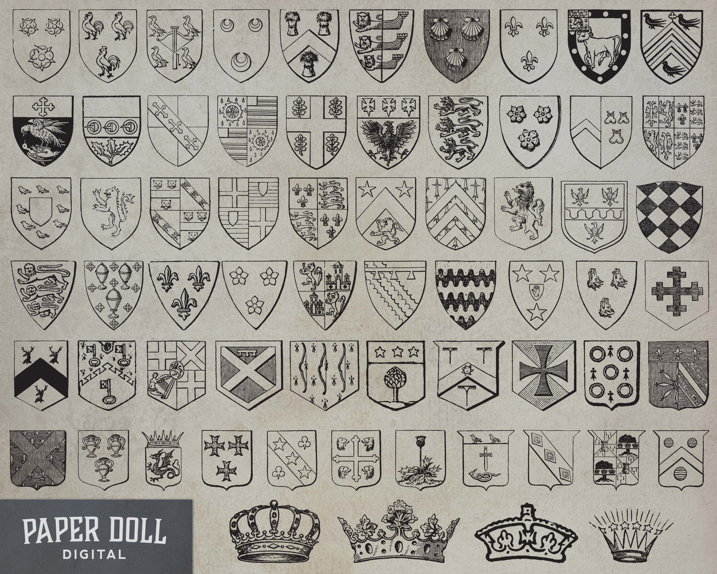 Vintage Heraldry Clipart - EPS and PNG - Vector Clipart - Scrapbooking ...
