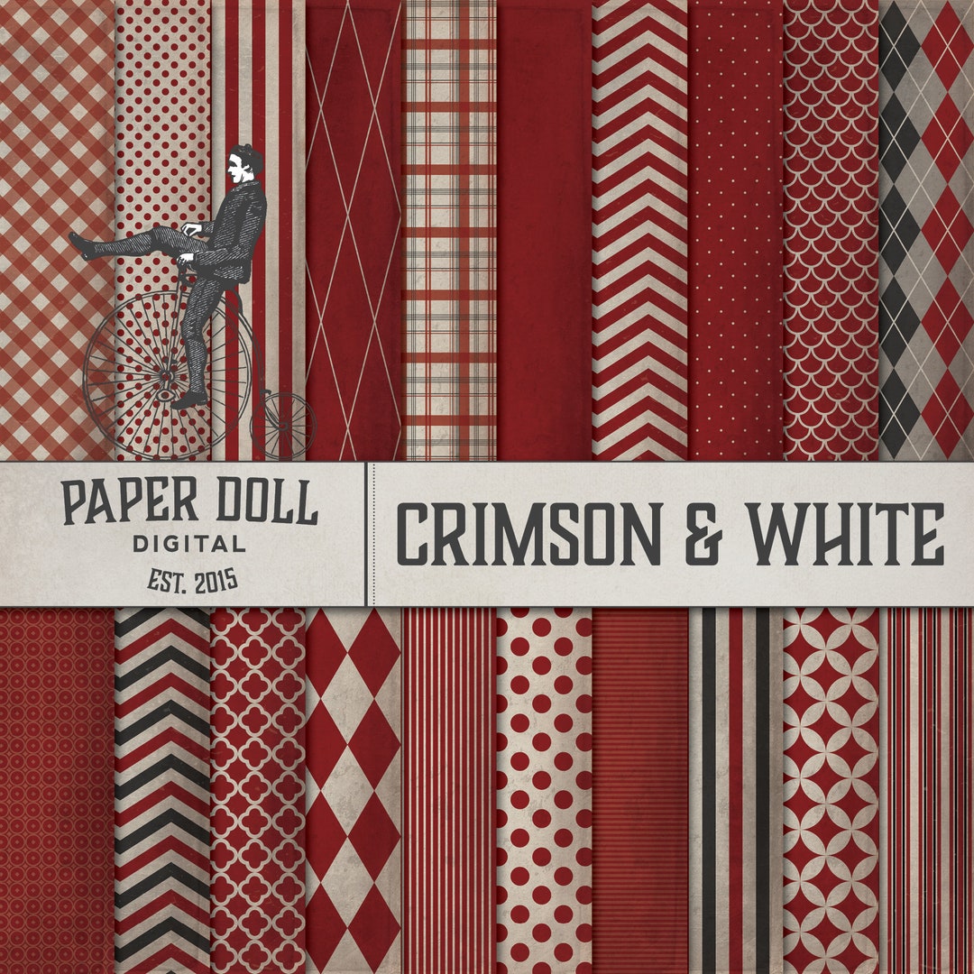 Crimson Digital Paper - Red Digital Scrapbooking, Junk Journal ...