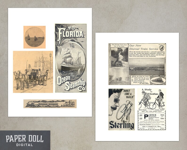 Printable Travel Transportation Ephemera - PDF - Vintage Magazine ...