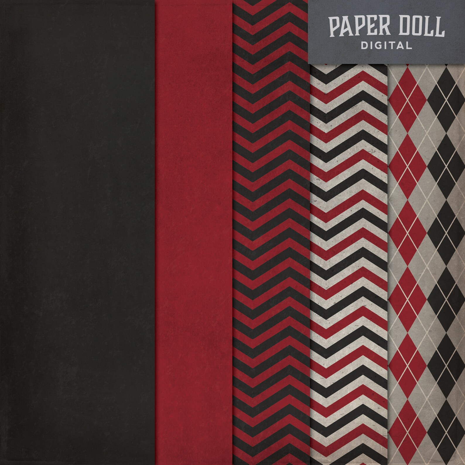 Black and Red Digital Paper Chevron Paper Distressed Digital Paper ...