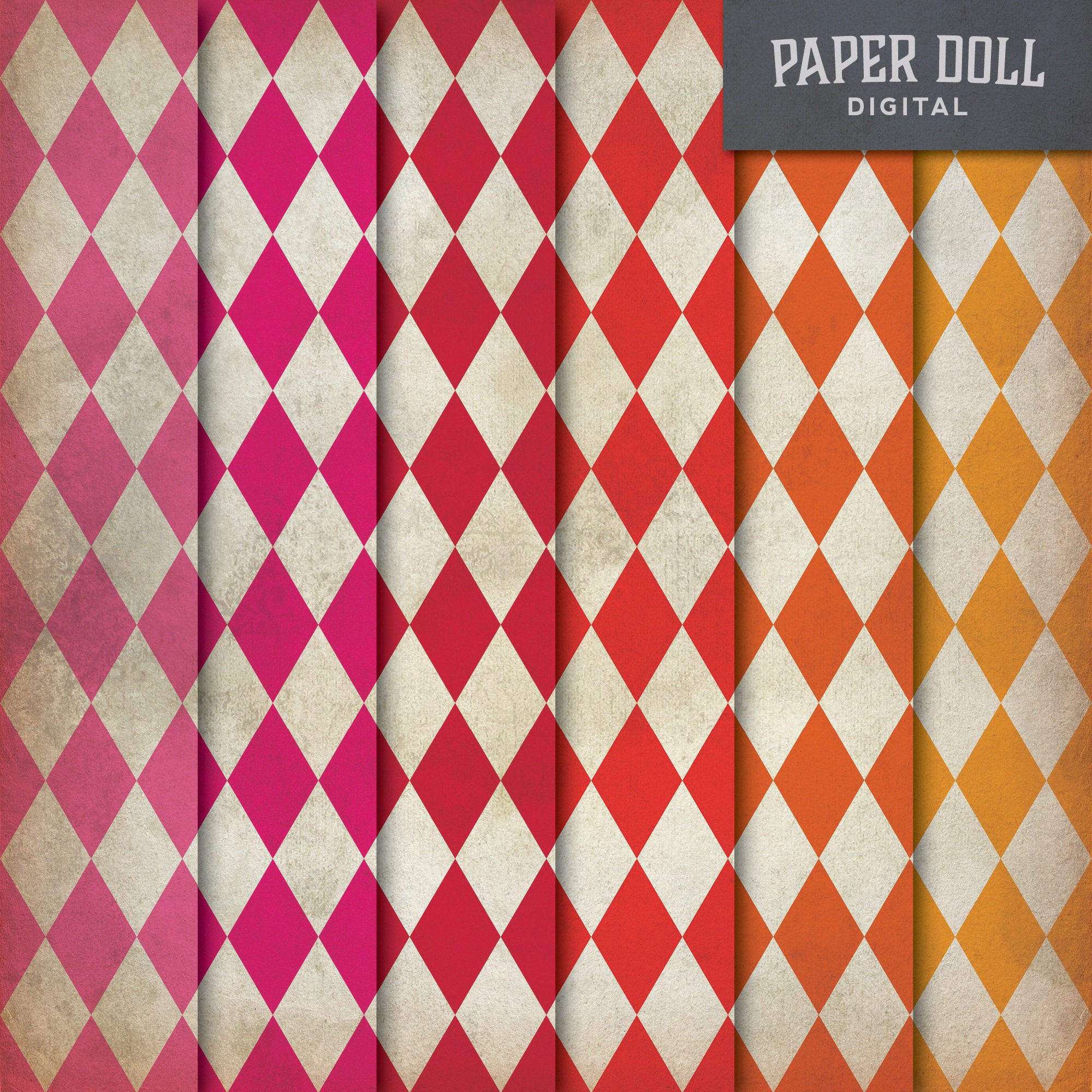 Harlequin Diamond Digital Paper Jewel Tone Digital Paper Textured ...