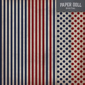 Vintage Patriotic Digital Paper - Red, White and Blue Craft Paper ...