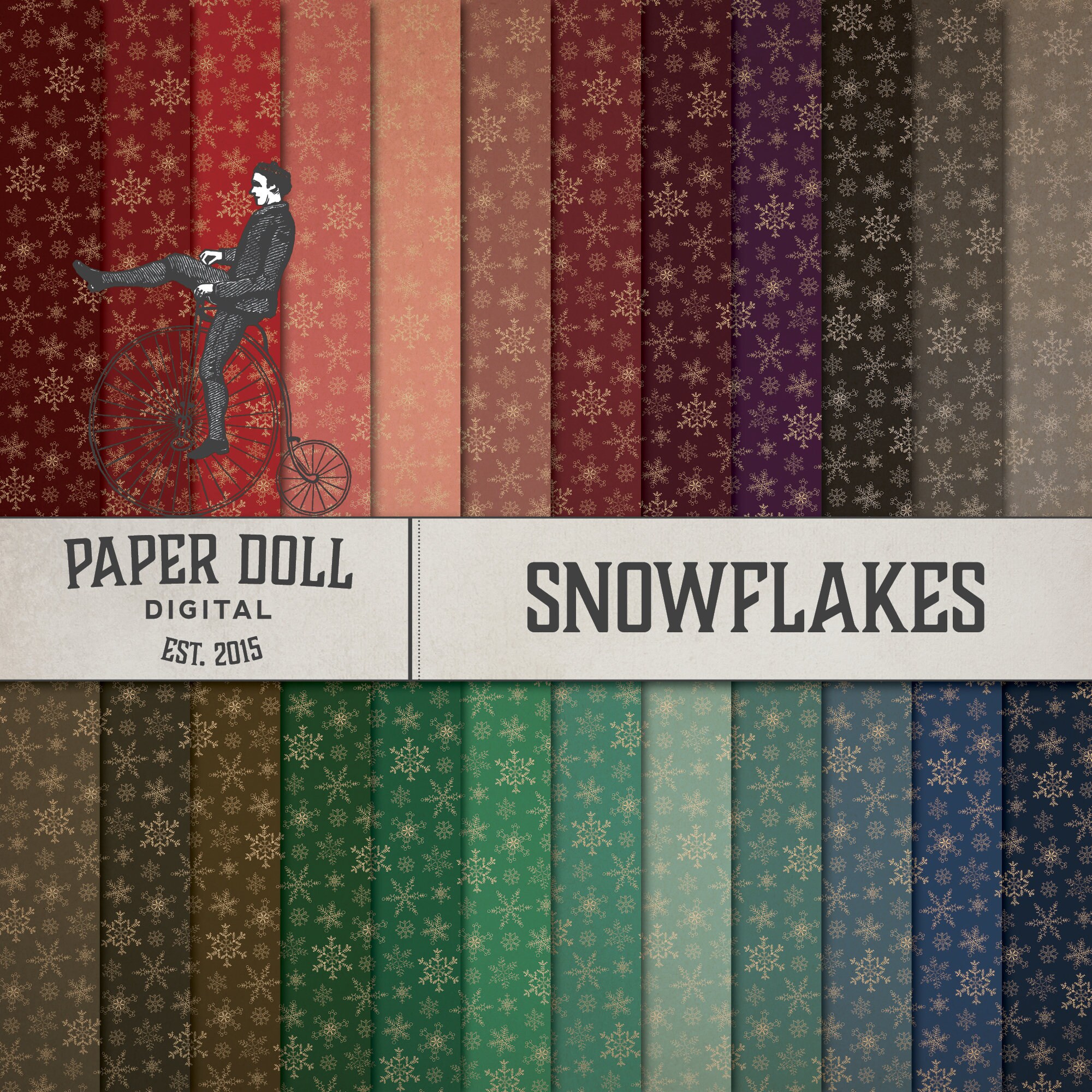 Antiqued Snowflake Digital Paper - Vintage Snowflake Scrapbooking, Junk ...