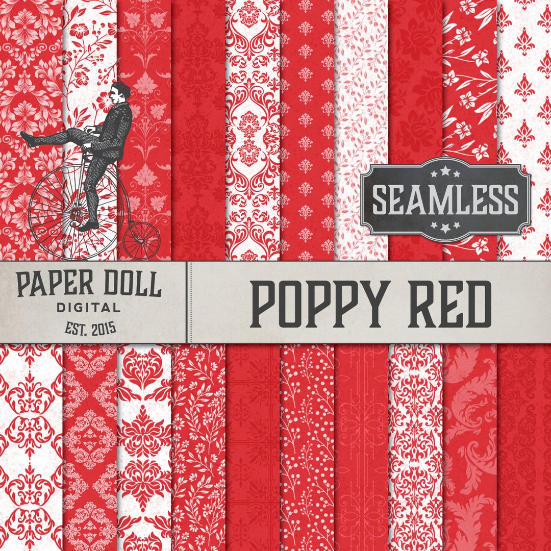 Red Damask Digital Paper – Floral Scrapbook Patterns (digital Download ...