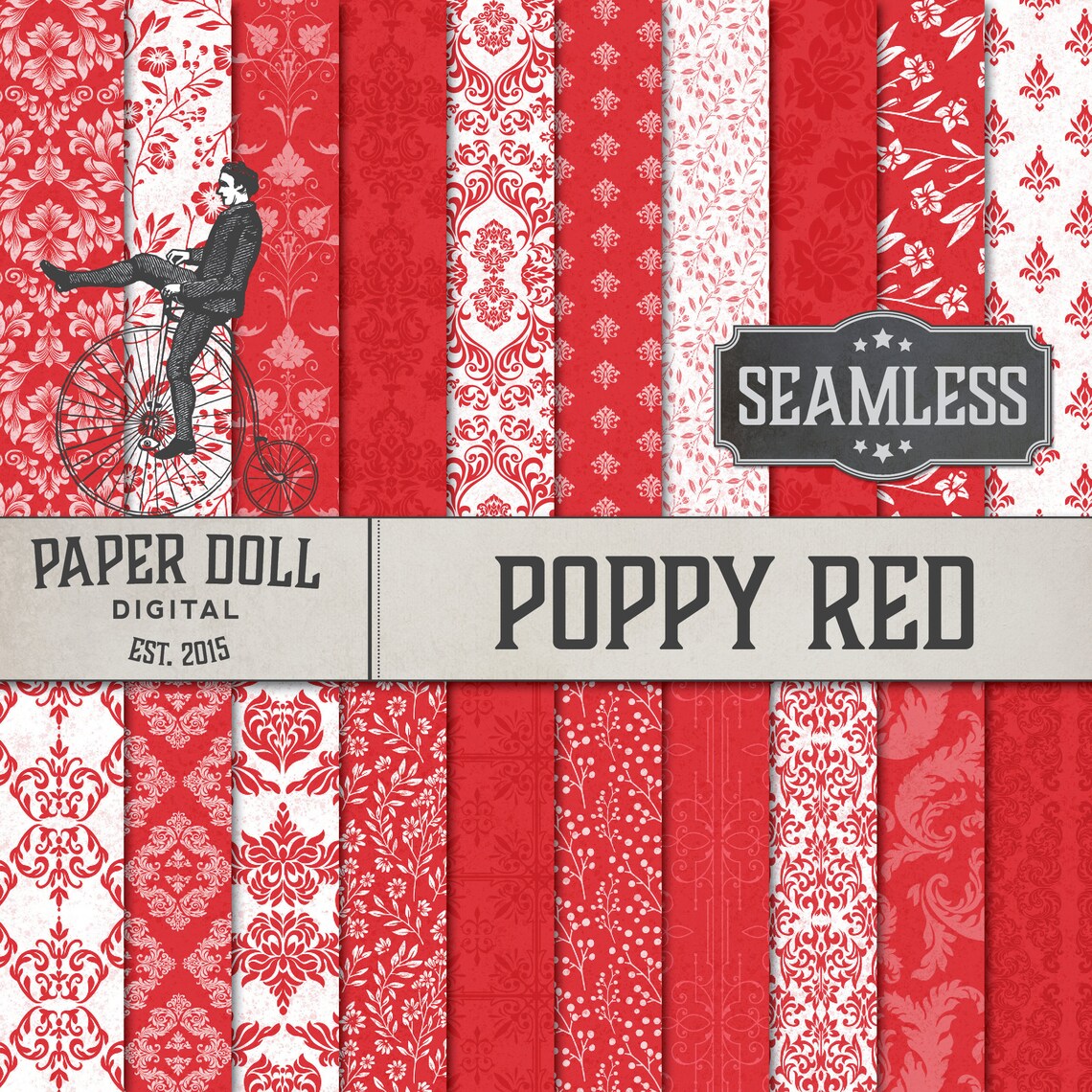 Red Seamless Digital Paper Paper Damask Floral Victorian - Etsy