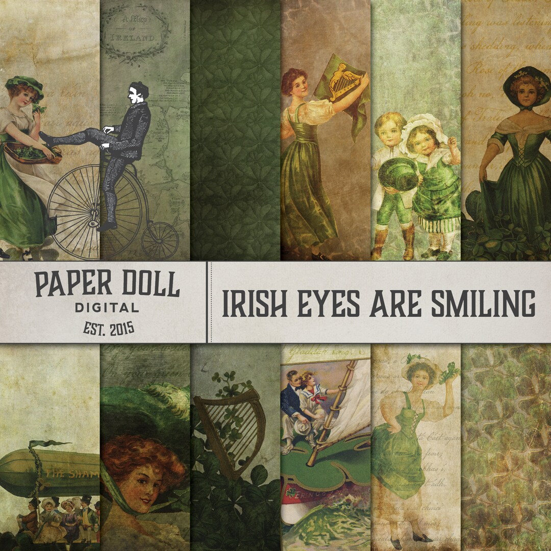 Vintage St. Patrick's Day Digital Paper - Victorian Irish Craft Paper ...