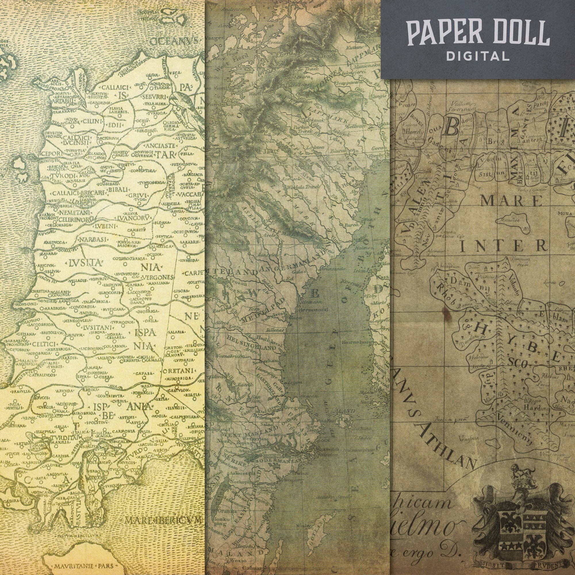 Antique Map Digital Paper - Vintage Maps - European Maps - Scotland ...