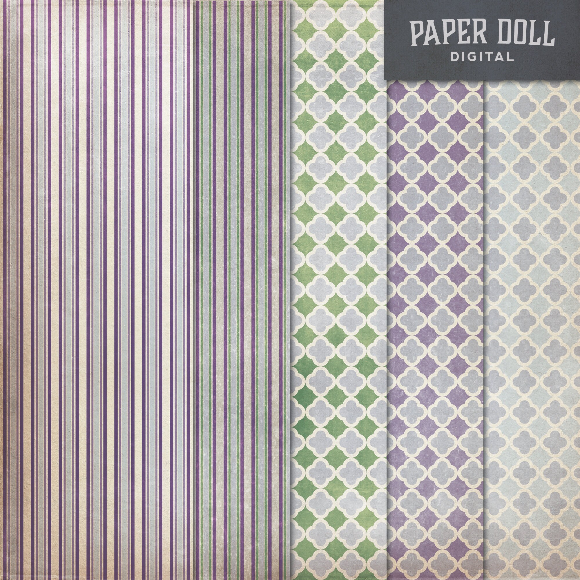Purple Digital Paper Quatrefoil Digital Paper Distressed Digital Paper ...