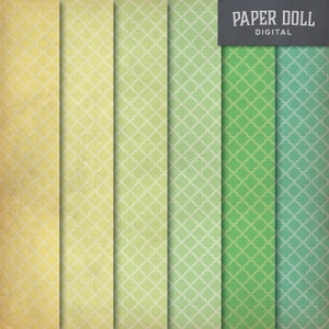 Antiqued Pastel Quatrefoil Digital Paper - Textured Scrapbooking, Junk ...