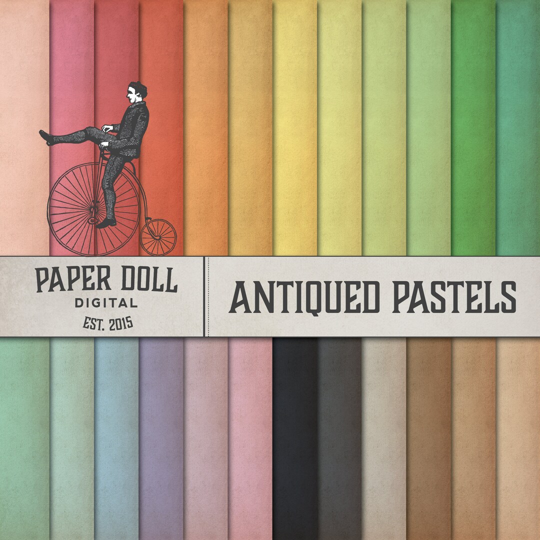 Antiqued Pastel Digital Paper - Textured Scrapbooking, Junk Journal ...