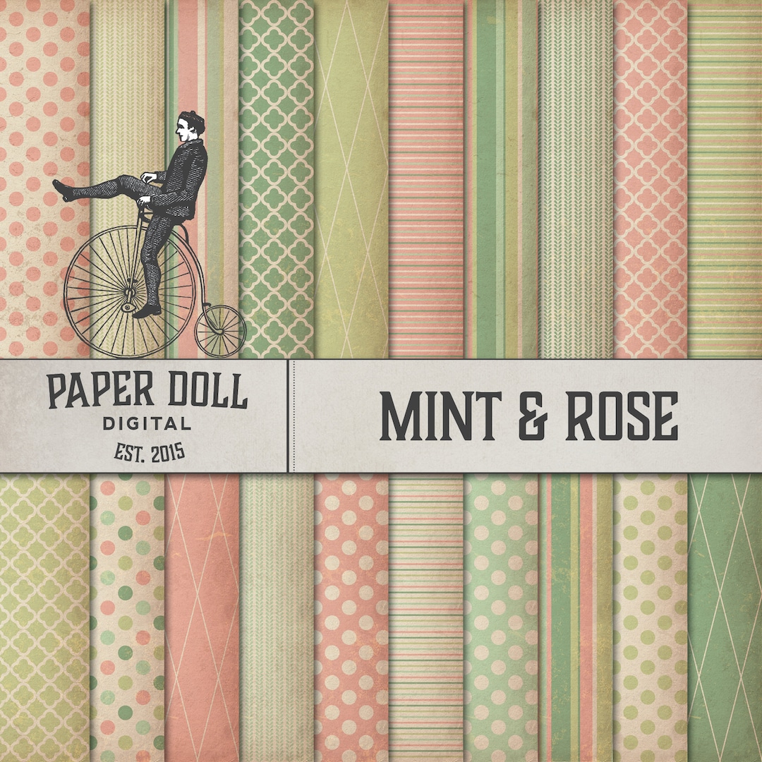 Mint & Rose Cottage Chic Digital Paper – Scrapbooking, Junk Journal ...