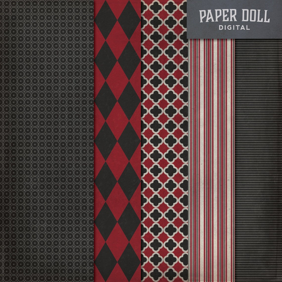 Black and Red Digital Paper Chevron Paper Distressed Digital Paper ...
