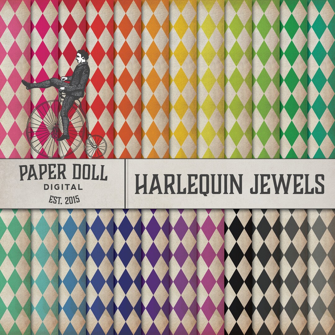 Harlequin Diamond Digital Paper - Jewel Tone Digital Paper - Textured ...