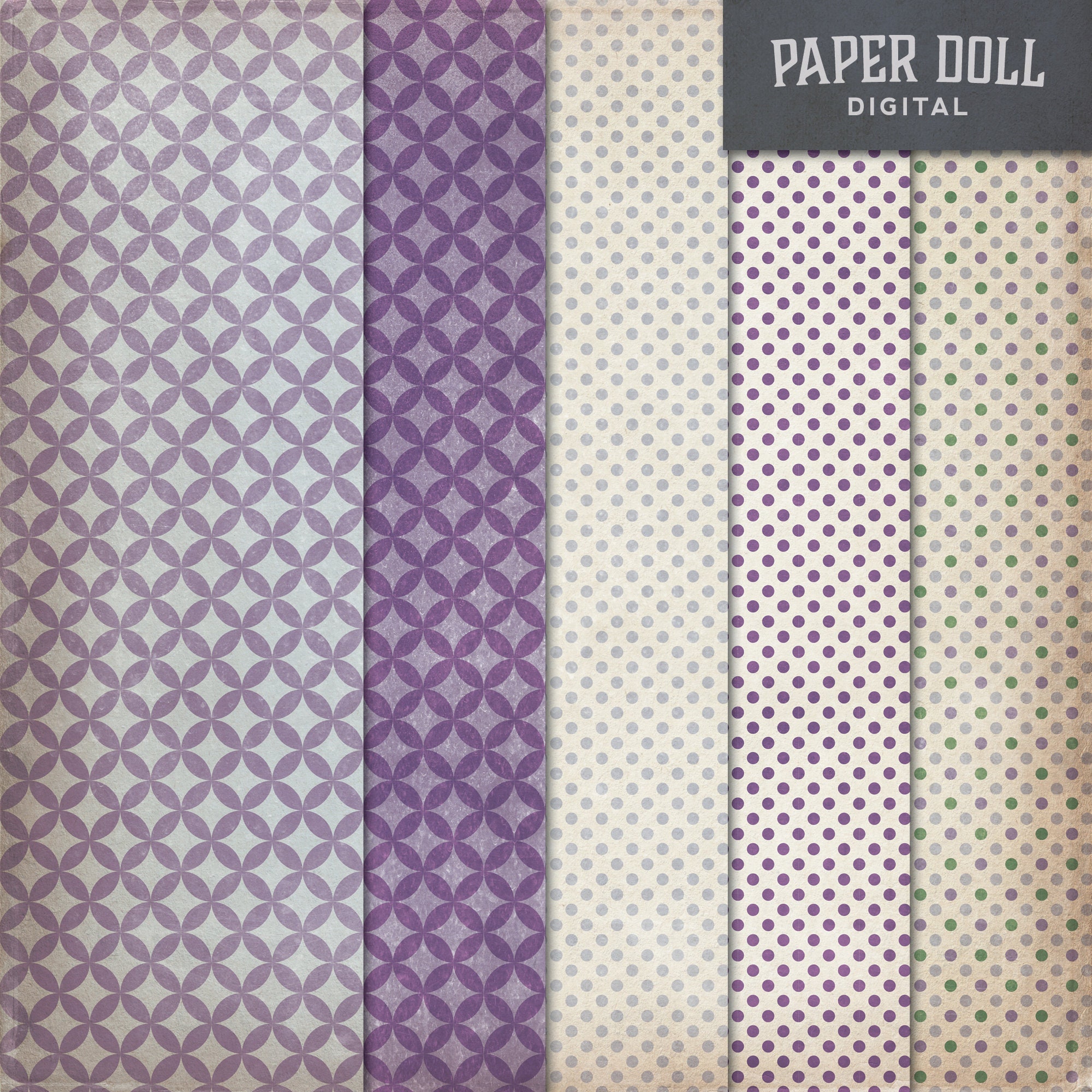 Purple Digital Paper Quatrefoil Digital Paper Distressed Digital Paper ...