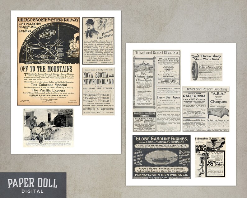 Printable Travel Transportation Ephemera - PDF - Vintage Magazine ...