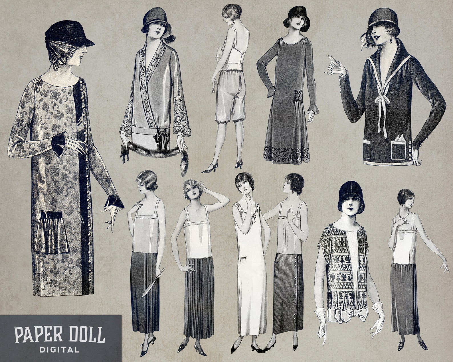 Vintage Fashion Clipart - 1920s Clipart - Vintage Fashion Art Doll ...