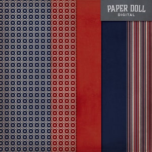 Vintage Patriotic Digital Paper - Red, White and Blue Craft Paper ...