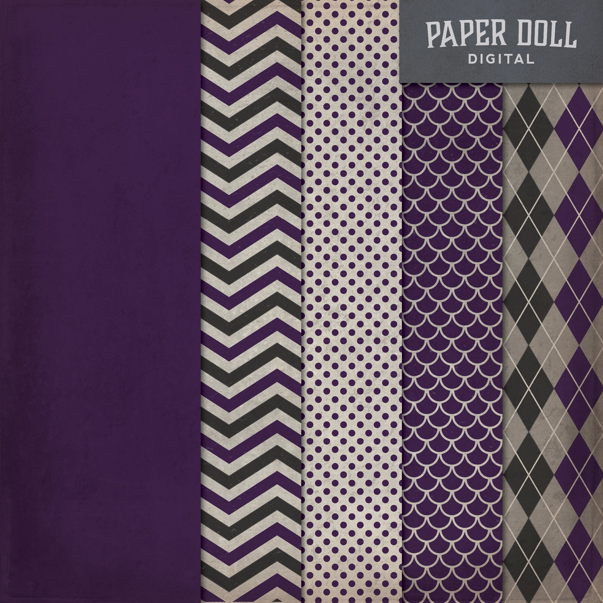 Imperial Purple Digital Paper - Chevron Digital Paper - Scrapbooking ...