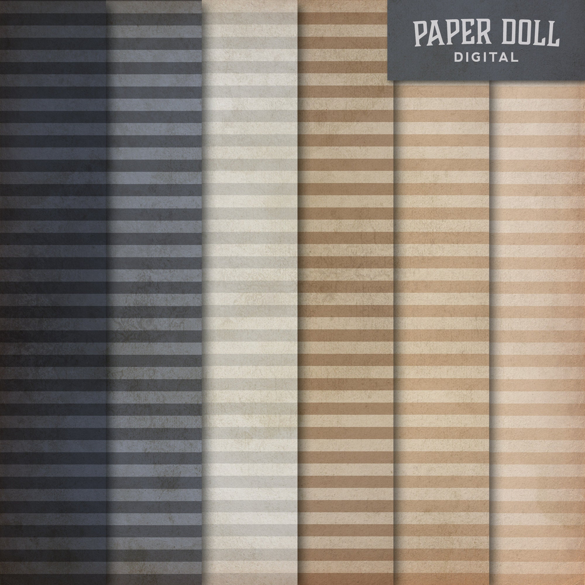 Antiqued Pastel Striped Digital Paper - Textured Scrapbooking, Junk ...