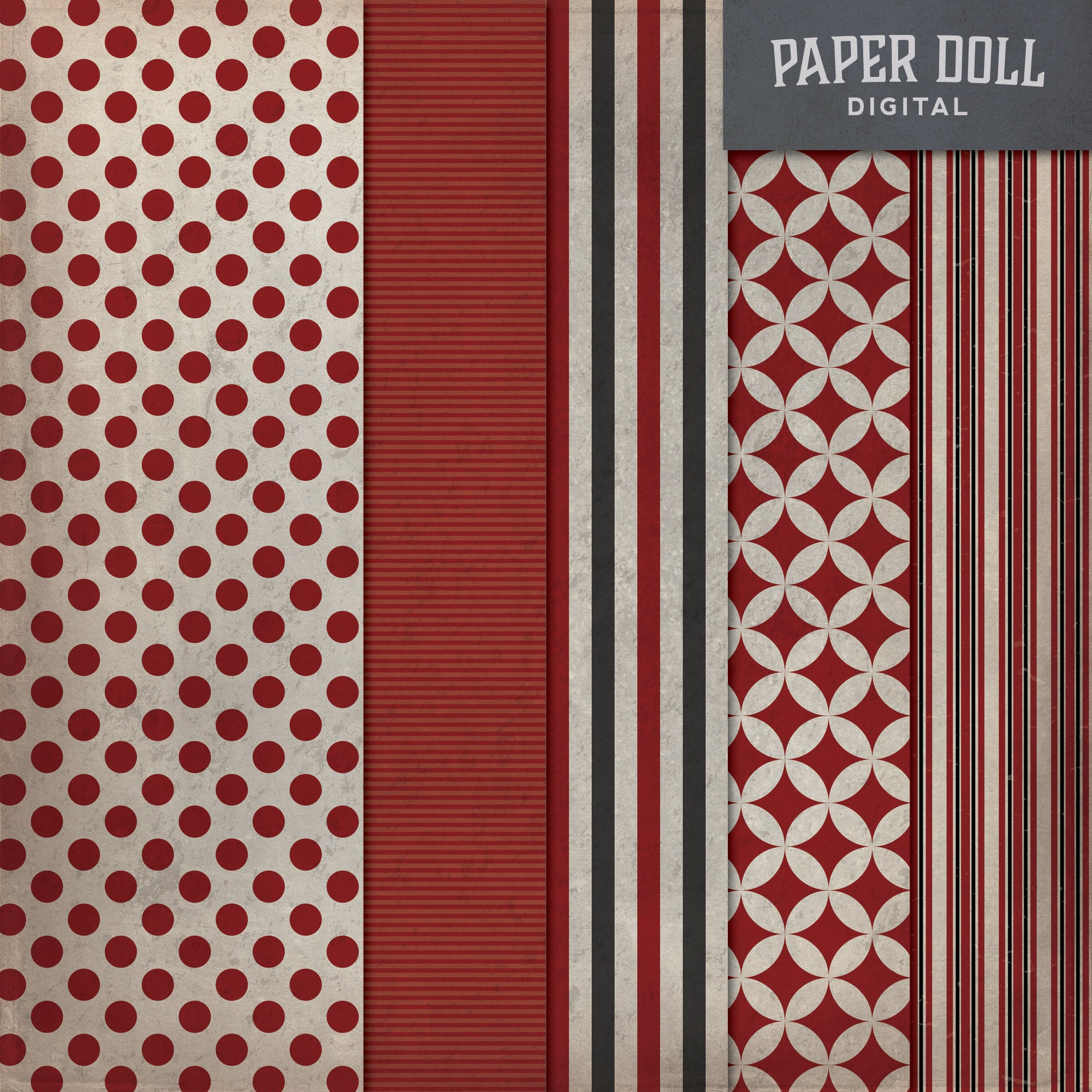 Crimson Digital Paper - Red Digital Scrapbooking, Junk Journal ...