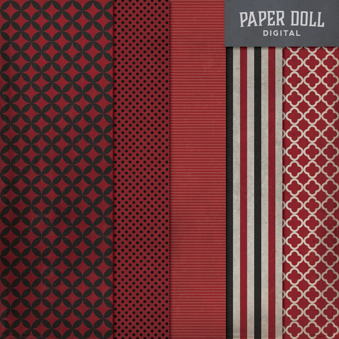 Black and Red Digital Paper Chevron Paper Distressed Digital Paper ...