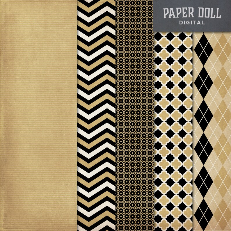 Black and Gold Digital Paper Black and Gold Scrapbooking - Etsy