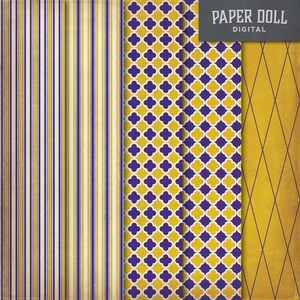 Purple Digital Paper - Gold Digital Paper - Quatrefoil Digital Paper ...