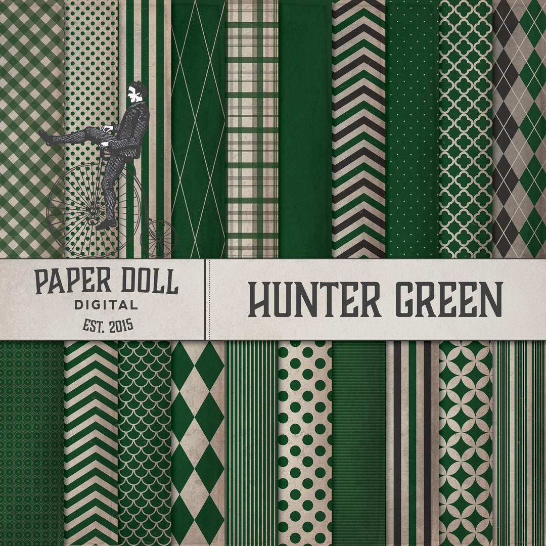 Hunter Green Digital Paper - Chevron Digital Paper - Scrapbooking, Junk ...
