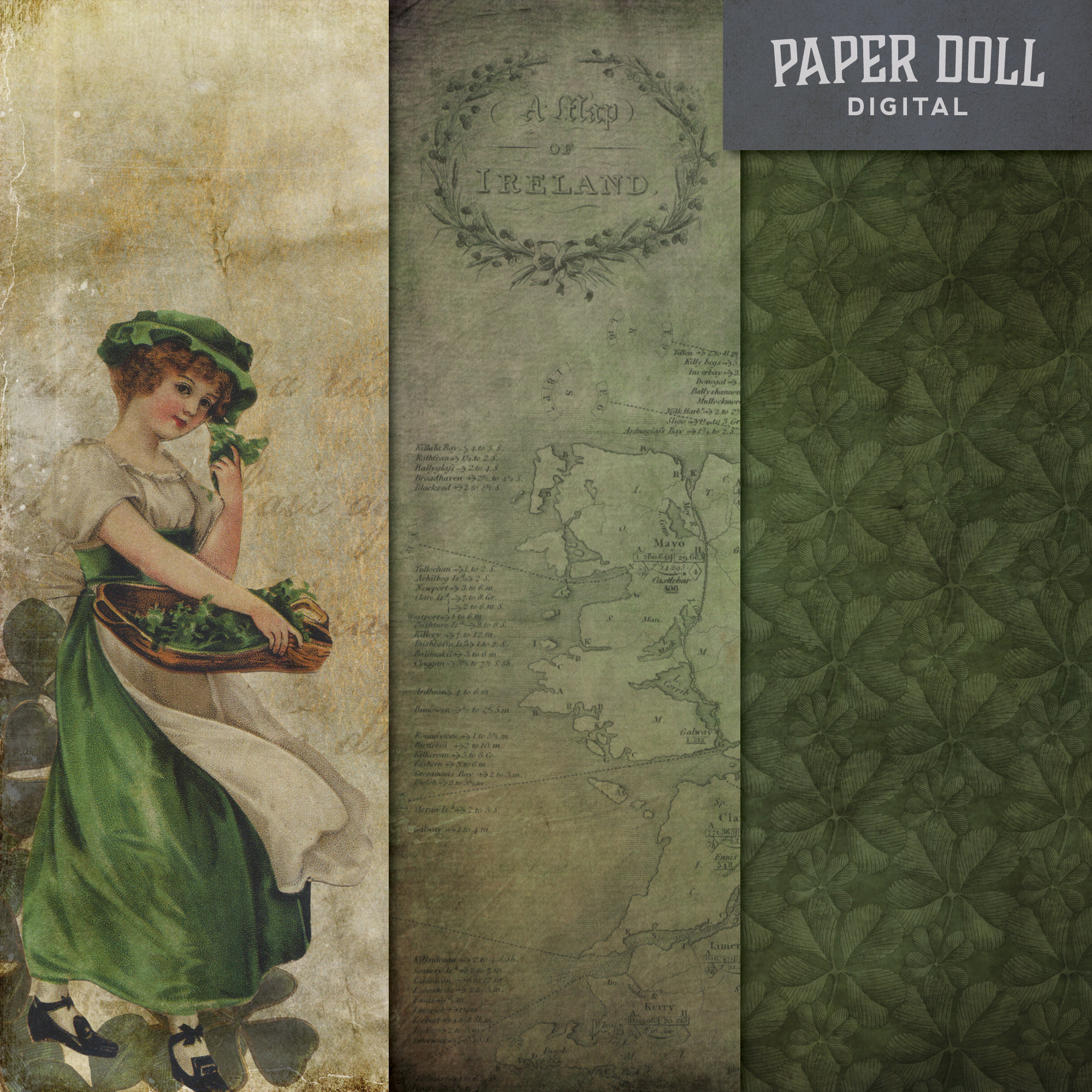 Vintage St. Patrick's Day Digital Paper – Irish Scrapbook (digital ...