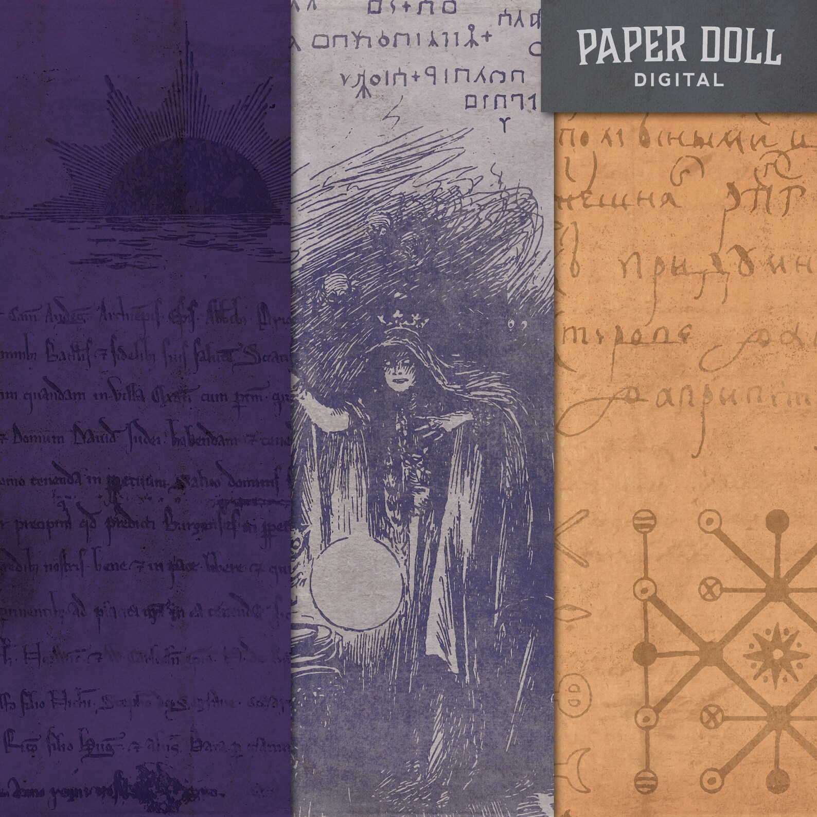 Spellbook Digital Paper - Magic - Wizard - Fire, Lightning, Light, Dark ...