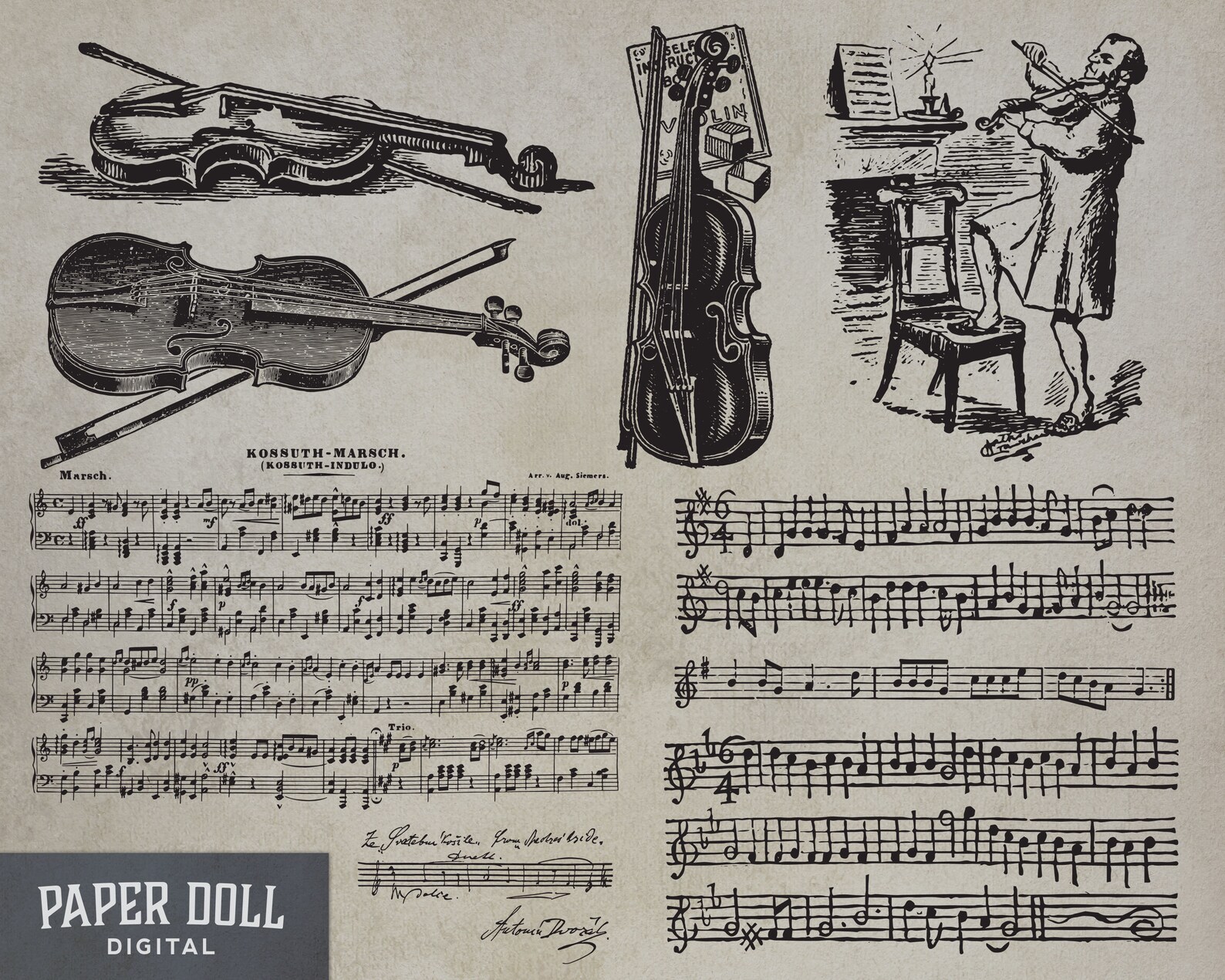 Vintage Music Clipart EPS and PNG Vector Clipart - Etsy