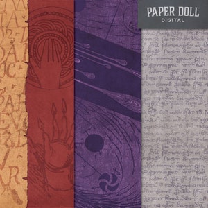 Spellbook Digital Paper - Magic - Wizard - Fire, Lightning, Light, Dark ...