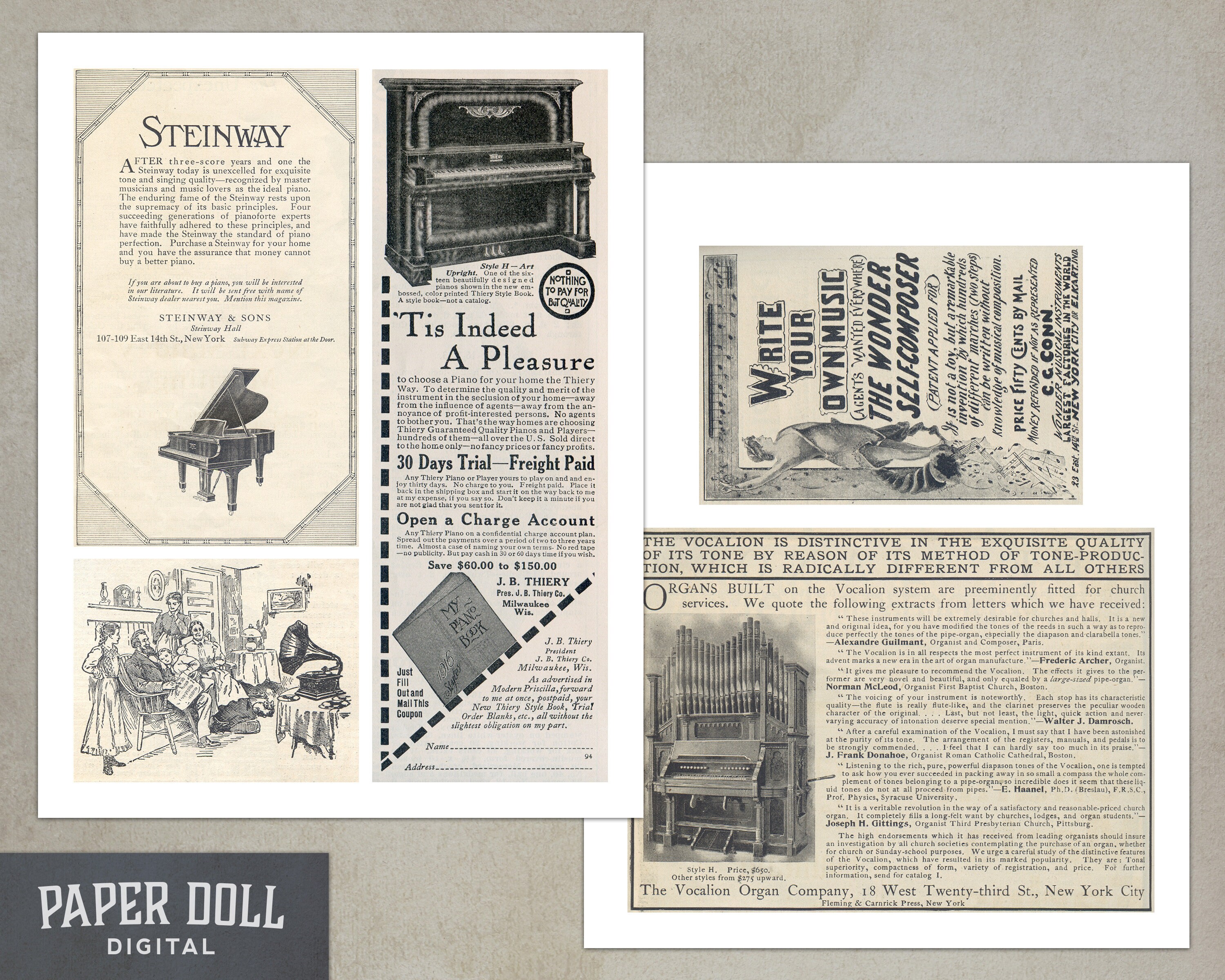 Printable Music Ephemera PDF Vintage Magazine Piano Violin Scrapbooking ...