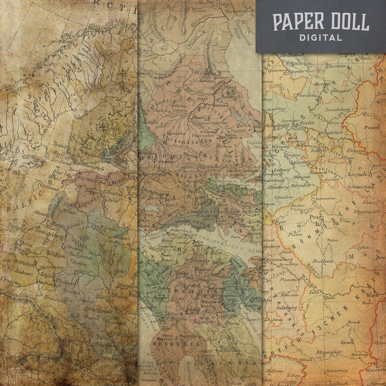 Antique Map Digital Paper - Vintage Maps - European Maps - Scotland ...