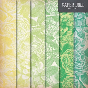 Antiqued Floral Digital Paper - Vintage Roses Scrapbooking, Junk