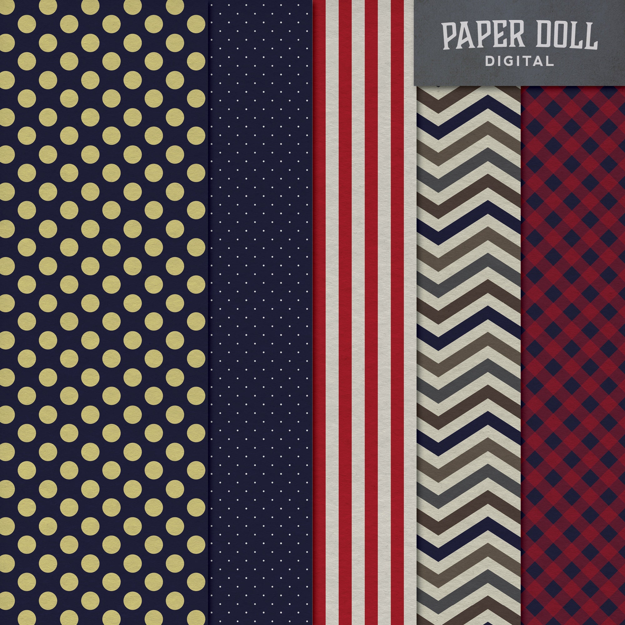 Red, Blue & Gray Digital Paper - Argyle Pattern - Chevron Digital Paper ...