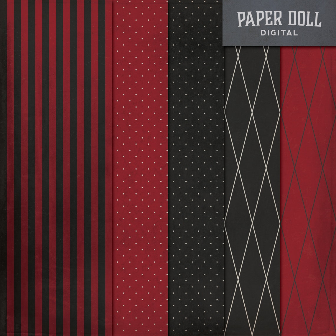 Black and Red Digital Paper Chevron Paper Distressed Digital Paper ...