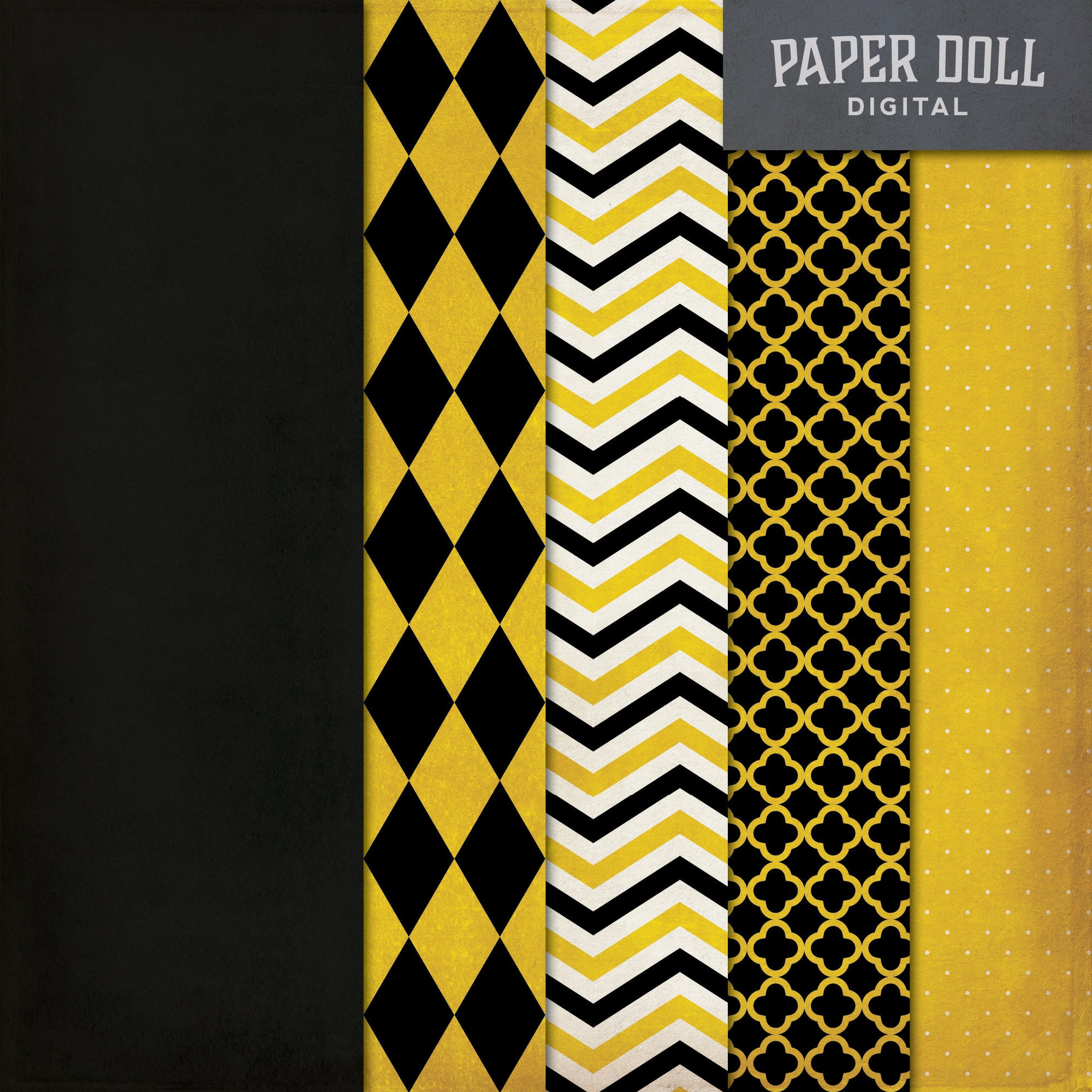 Black and Gold Digital Paper Chevron Paper Scrapbooking - Etsy