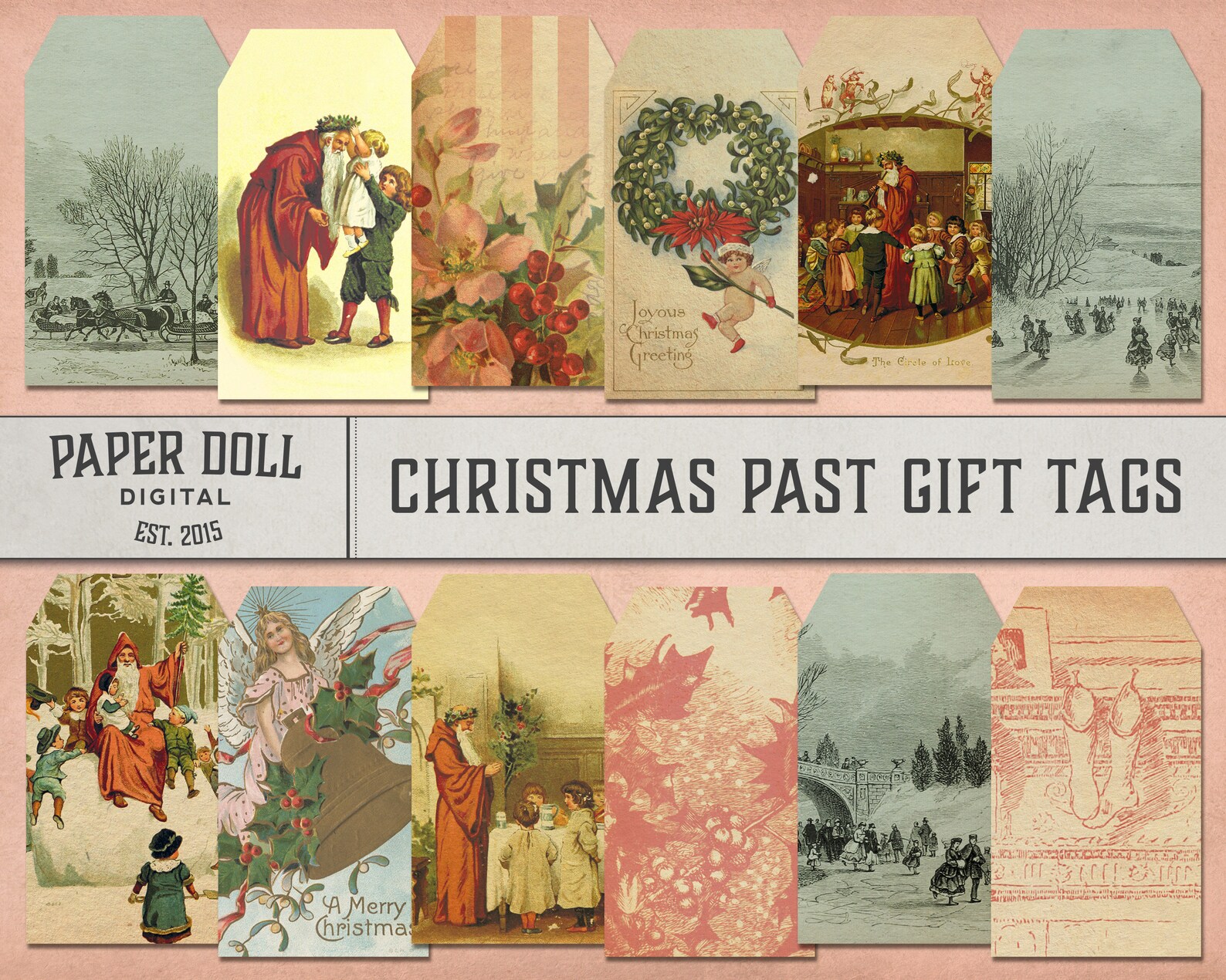 Victorian Christmas Vintage Style Printable Gift Tags - Instant ...