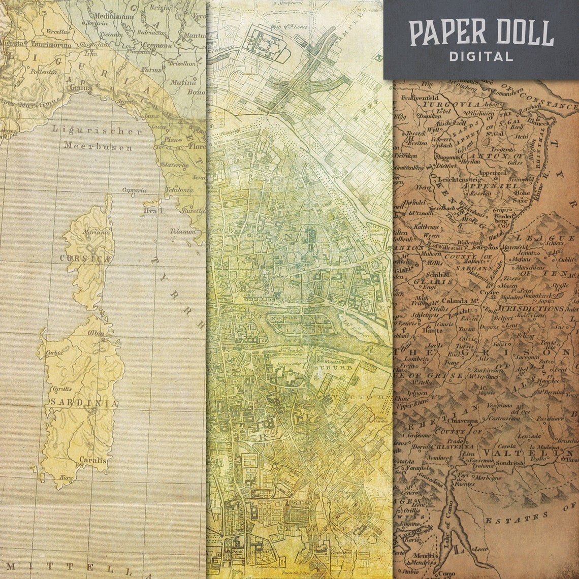 Antique Map Digital Paper - Vintage Maps - European Maps - Scotland ...