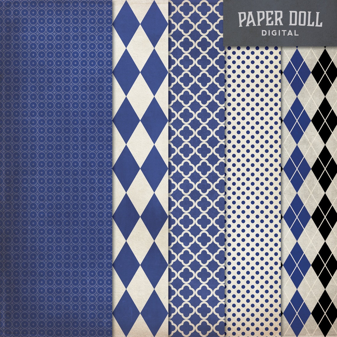 Royal Blue Digital Paper - Chevron Digital Paper - Scrapbooking, Junk ...