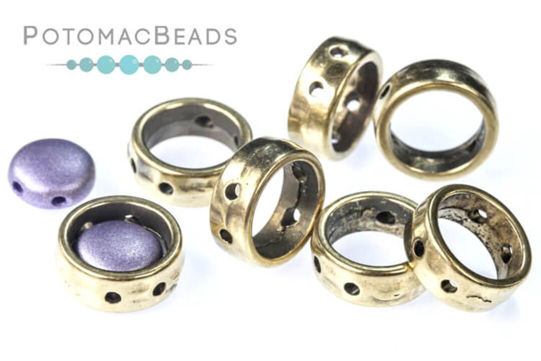 Halo® Beads - 2-hole Antique Brass Metal Bead Bezel (10 Pack) - Etsy