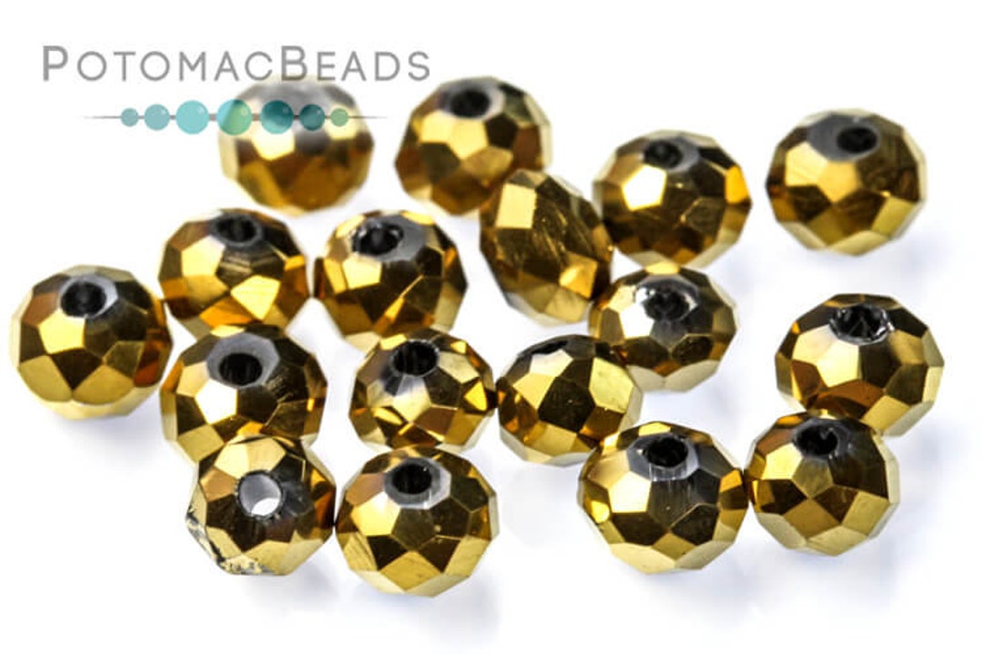 Potomac Crystal Rondelle - Metallic Gold 3x4mm (pack of 100) - Etsy