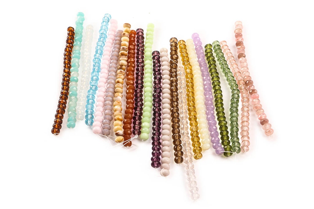 Fire Polished Gem Cut Rondelle Collection | Pack of 21 Strands - Etsy