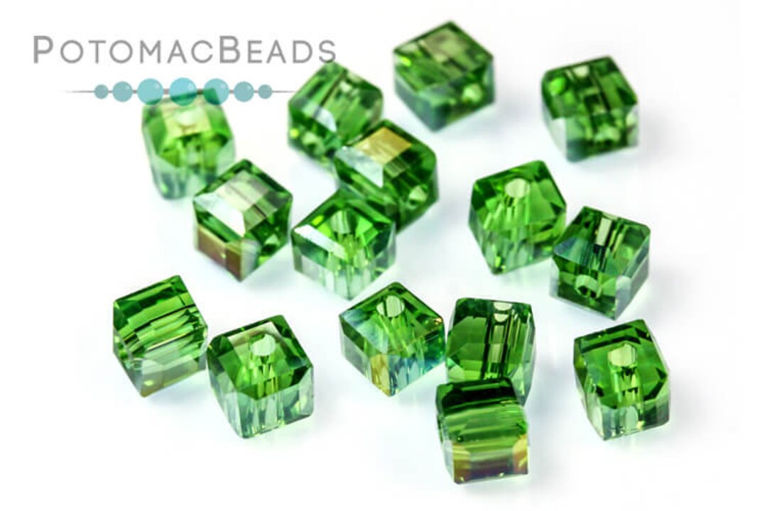Potomac Crystal Cube Beads - Emerald AB 4mm (pack of 100) - Etsy