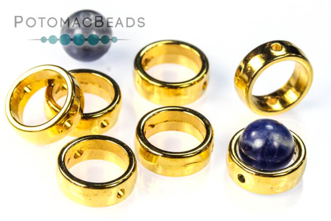 Halo® Beads - 1-hole Gold Metal Bead Bezel (10 Pack) - Etsy