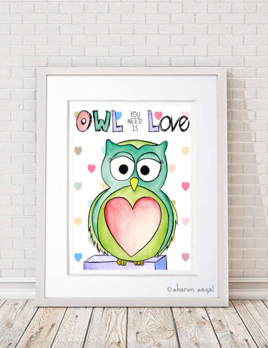 Owl You Need is Love With Heart Background. Owl You Need is Love Print ...