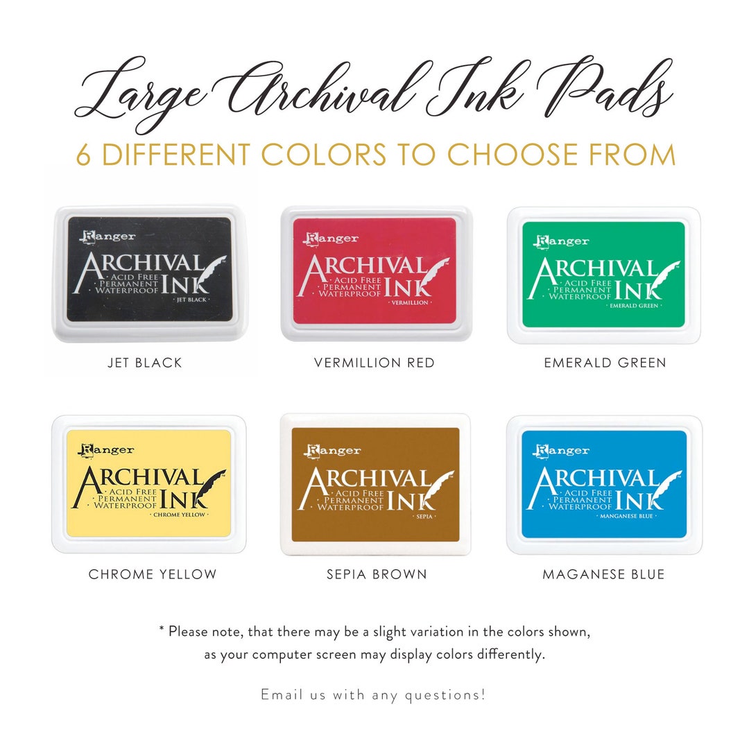 Large 6"x4" Archival Ink Pad | Rubber Stamp Pad | 6 Colors to Choose ...
