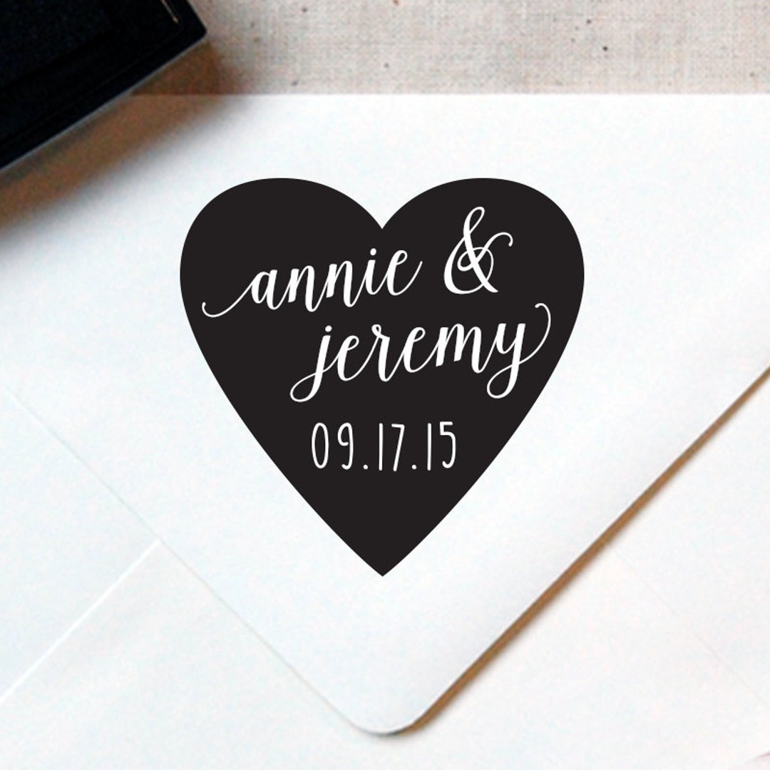 Monogram Stamp #2 - Wooden or Self-inking - Calligraphy - Heart ...